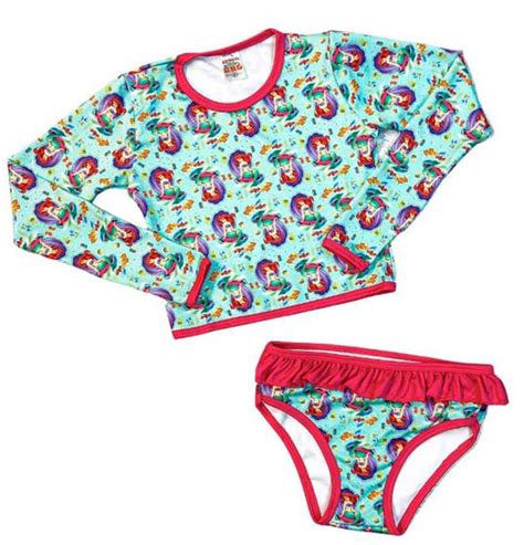 Biquíni Infantil Cropped Manga Longa Com Proteção Uv 50 Estampas