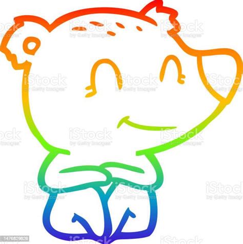 웃는 북극곰 만화의 무지개 그라데이션 선 그리기 곰에 대한 스톡 벡터 아트 및 기타 이미지 곰 귀여운 그라데이션 Istock
