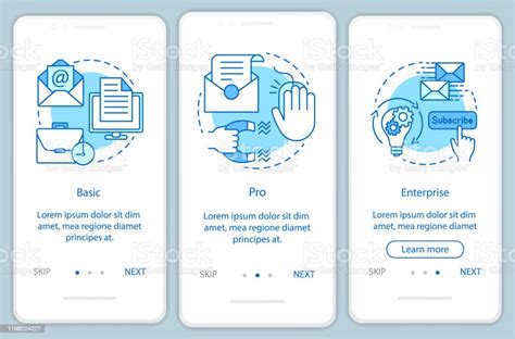 선형 개념의 모바일 앱 페이지 화면 온보딩 이메일 마케팅 구독 3에 대한 스톡 벡터 아트 및 기타 이미지 3 개념 고객 참여 Istock