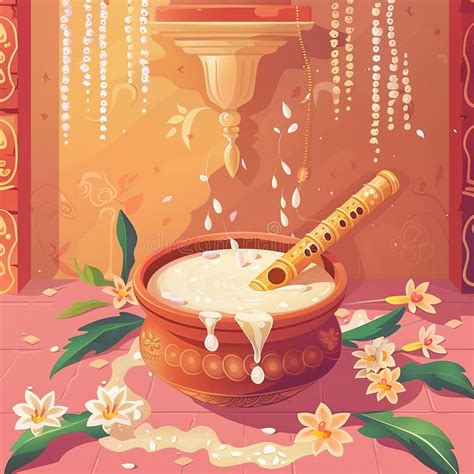 Illustration Of A Captures Essence Of Krishna S Makkhan Matki On The
