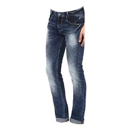 Blue 95 Cotton 5 Elastane Mens Straight Fit Jeans Features High