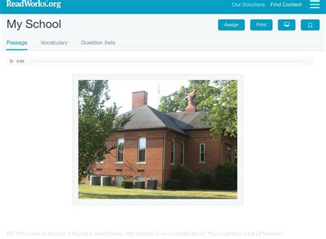 Read Works My School Activity For Kindergarten Lesson Planet