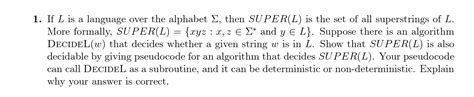Solved If L ﻿is A Language Over The Alphabet Σ ﻿then