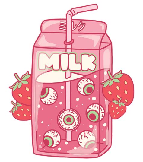 Weirdcore Aesthetic Kawaii Strawberry Milk Carton Eyeballs T Shirt