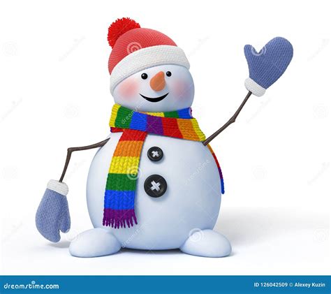 Funny Snowman With A Scarf Of Color Of Lgbt Waves On A White Background 3d Render With A Work