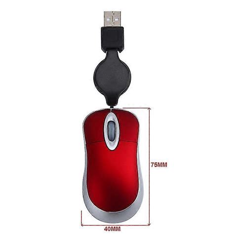 Mini Usb Wired Mouse Retractable Cable Tiny Small Mouse 1600 Dpi
