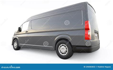 Gray Commercial Van For Transporting Small Loads In The City On A White Background Blank Body
