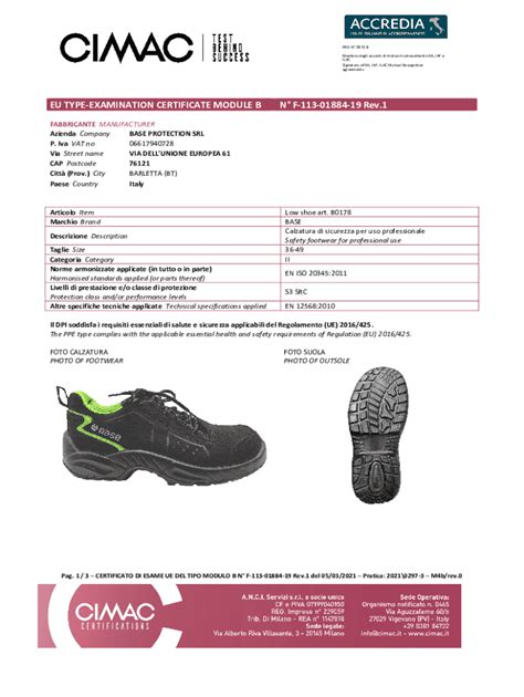 Fillable Online Eu Type Examination Certificate For Safety Footwear