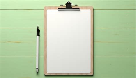 Premium Ai Image Empty Clipboard Mock Up On Wooden Simple White Clip