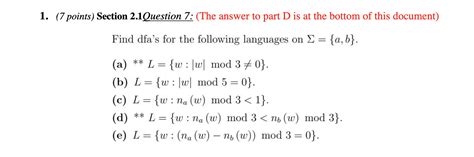 Solved Points Section Question The Answer To Part Chegg Com