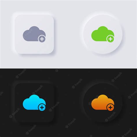 Premium Vector Cloud Icon With Plus Symbol Multicolor Neumorphism