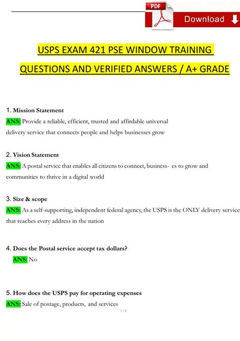 usps 421 pse window training test 2024 expected questions and revised