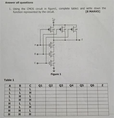 Solved Answer All Questionsusing The Cmos Circuit In