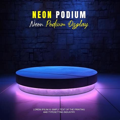 미래의 포디움 스테이지 디스플레이 모 제품 프레젠테이션과 네온 조명 장면 제품 디스리 프리미엄 Psd 파일