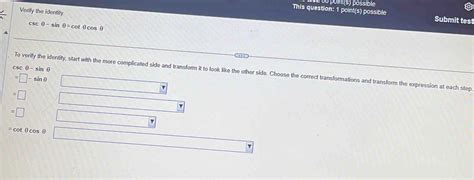 Solved St 50 Points Possible Verify The Identity This Question 1