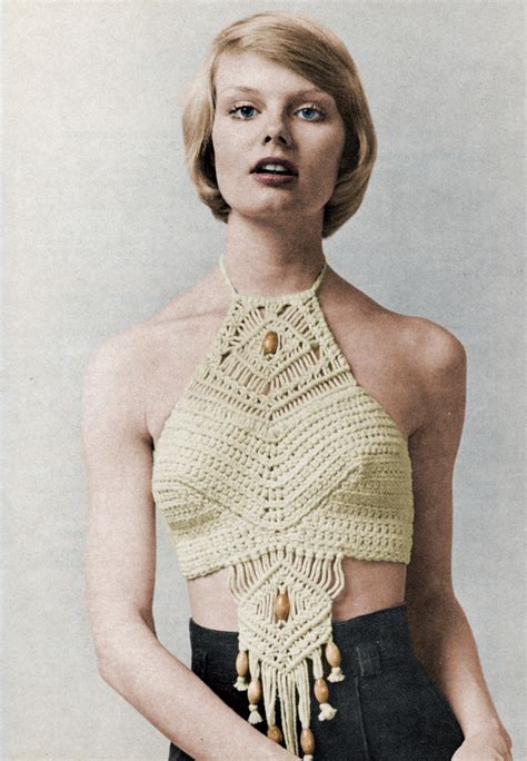 1970s Macramé Halter Top Pattern Sexy Womens Etsy