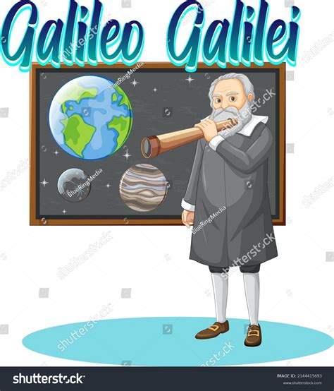 Portrait Galileo Galilei Cartoon Style Illustration Stock Vector