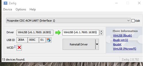 Picoprobe Interface 0 Or 1 Zadig · Issue 81 · Raspberrypi
