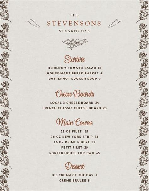 Steakhouse Fine Dining Menu Design Template By Musthavemenus
