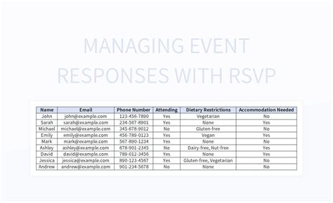 Rsvp Excel Template