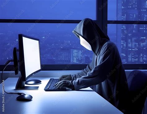 Modernized Hacker With Hoodie Concept Of Dark Web Cybercrime