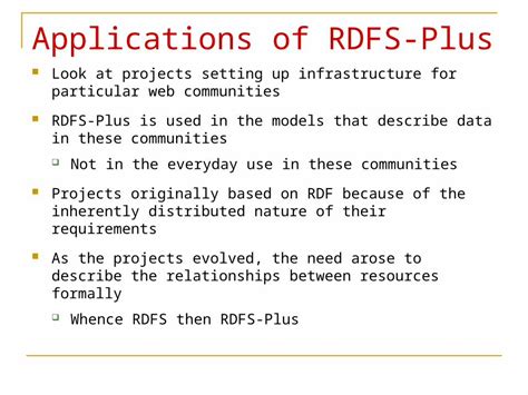 Ppt Applications Of Rdfs Plus Look At Projects Setting Up