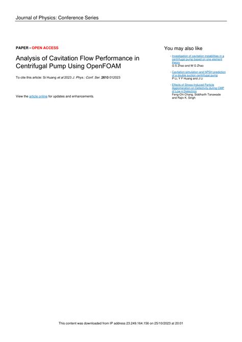 Pdf Analysis Of Cavitation Flow Performance In Centrifugal Pump Using Openfoam