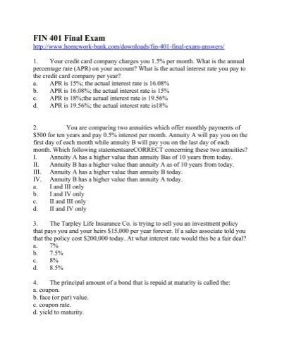 FIN Final Exam