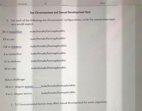 solved paragraph styles sex chromosomes and sexual