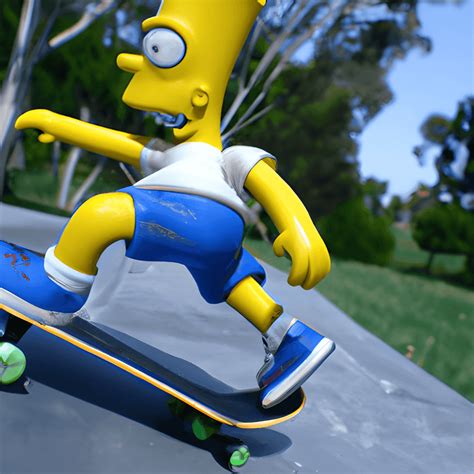 Bart Simpson Skateboarding In A Park Photograph · Creative Fabrica