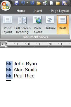 How To Select Text Vertically In MS Word