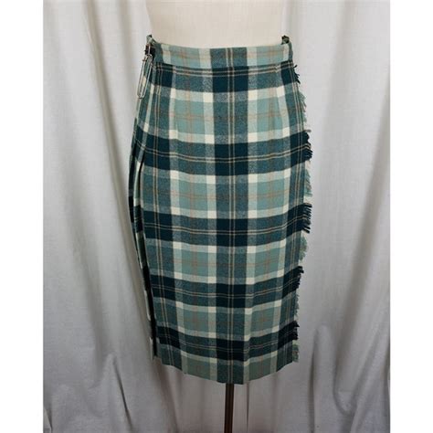 Skirts Vintage Scott Of Aberdeen Kilt Skirt Wool Tartan Plaid Fringe