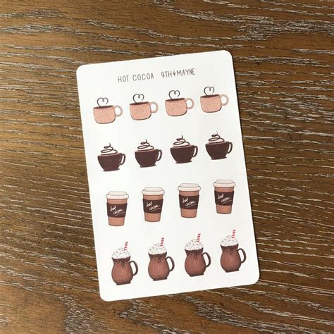 Hot Cocoa Cups Sticker Sheets Planner Stickers Scrapbooking Stickers