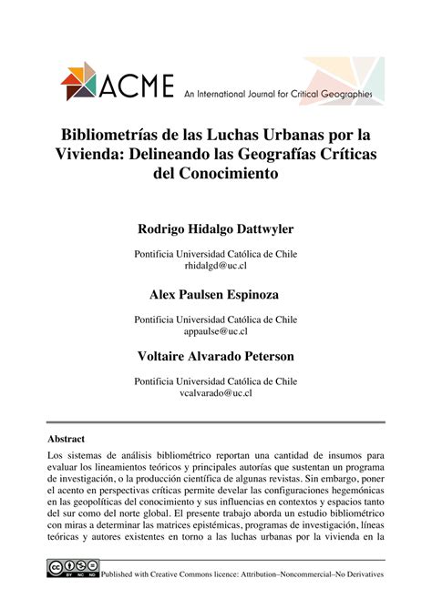 PDF Bibliometrías de las Luchas Urbanas por la Vivienda Delineando