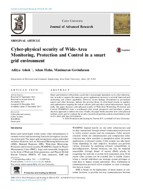Pdf Cyber Physical Security Of Wide Area Monitoring Protection And Control In A Smart Grid