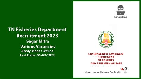 Tn Fisheries Department Recruitment 2023 Sagar Mitra Posts