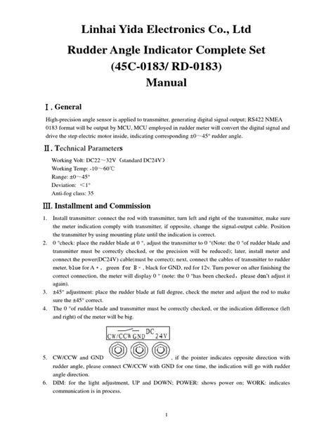Rudder Angle Indicator Pdf Telecommunications Information And