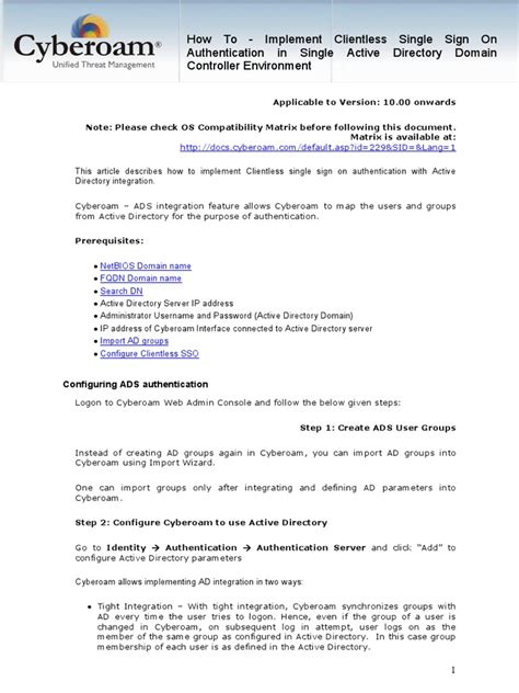 Pdf How To Implement Clientless Single Signon Authentication In Single Active Directory
