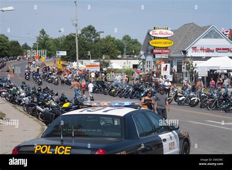 People Gathering And Celebrating Friday The 13th In Port Dover Bikers