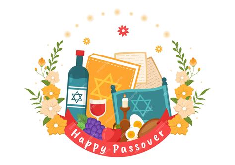 Premium Vector Happy Passover Illustration With Matzah And Pesach