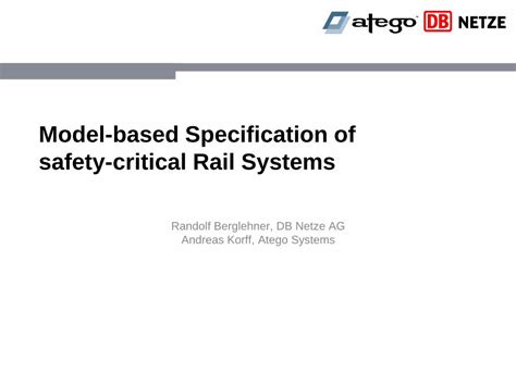pdf model based specification of safety critical rail systems · model