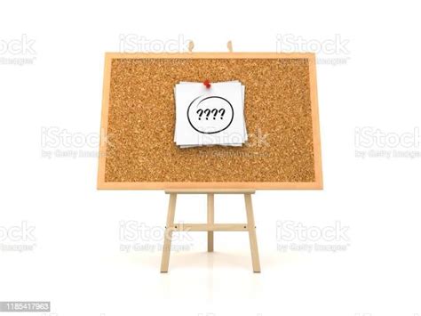 코르크 보드 프레임에 물음표 스티커 메모와 이젤 3d 렌더링 가리키기에 대한 스톡 사진 및 기타 이미지 가리키기 격언