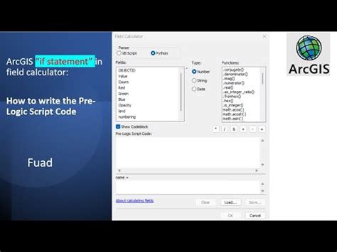 ArcGIS If Statement Uses In Field Calculator Pre Logic Script Code