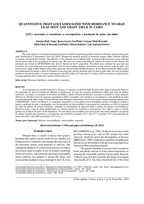 Pdf Quantitative Trait Loci Associated With Resistance To Gray Leaf