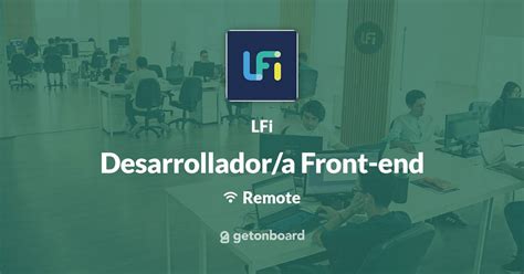 Desarrolladora Front End At Lfi Remote Work From Home Get On Board