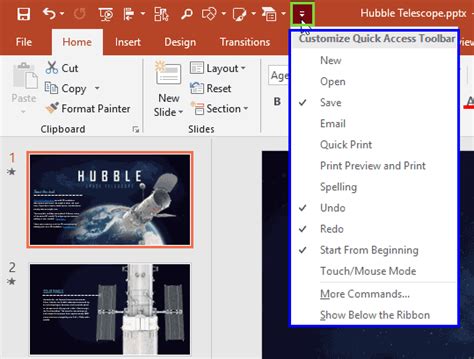 Quick Access Toolbar In Powerpoint For Windows
