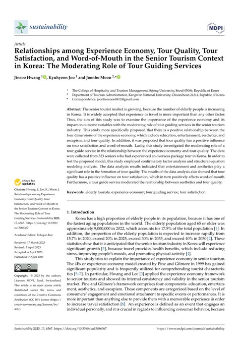 (PDF) Relationships among Experience Economy, Tour Quality, Tour Satisfaction, and Word-of-Mouth ...