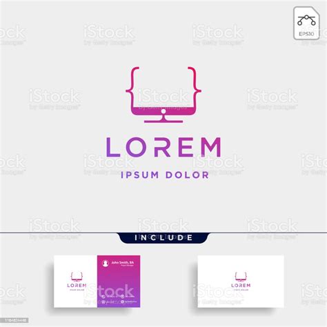 coding monitor design template vector lineart stock illustration download image now badge