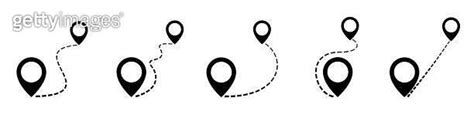 Set Map Distance Measuring Icon Pin Map Marker Pointer Sign GPS Location Flat Symbol Vector