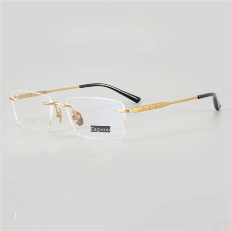 Pure Titanium Eyeglasses Rimless Optical Spring Temple High Grade
